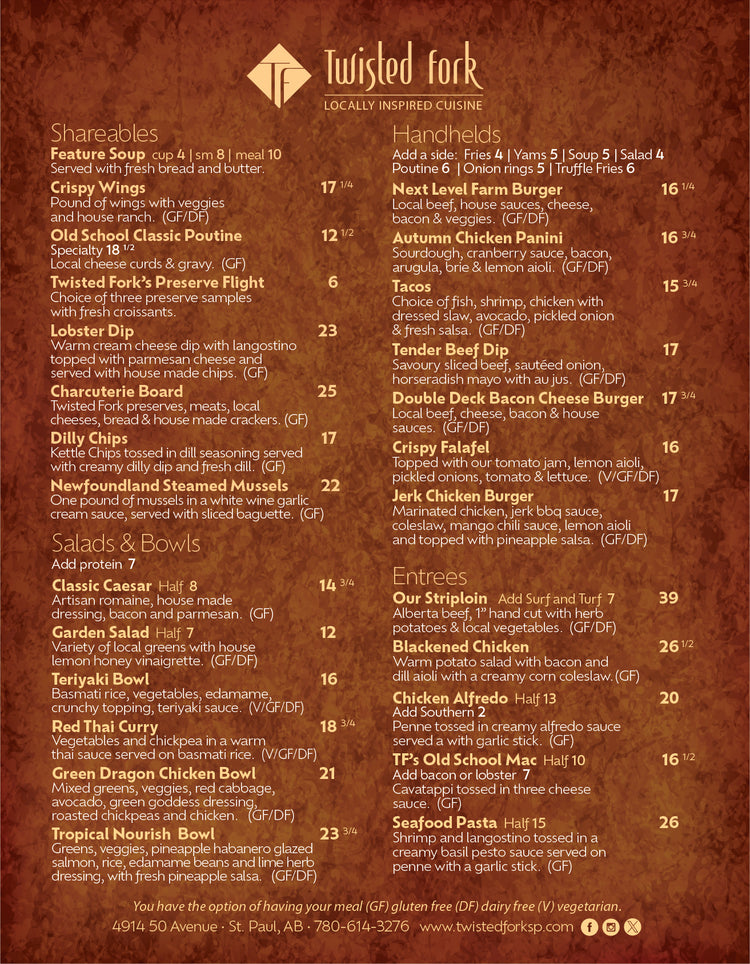 Twisted Fork Restaurant | View Our Menu | Locally Inspired Cuisine ...