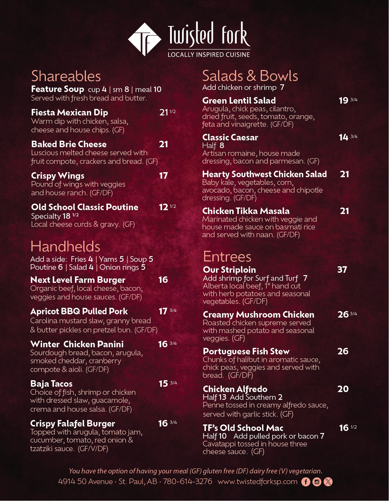 Twisted Fork Restaurant | View Our Menu | Locally Inspired Cuisine ...