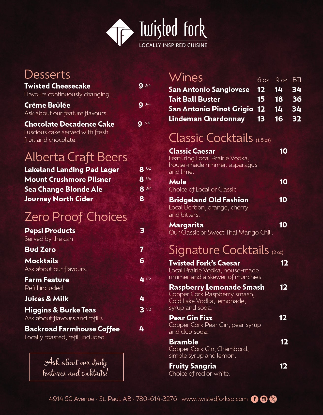 Twisted Fork Restaurant | View Our Menu | Locally Inspired Cuisine ...