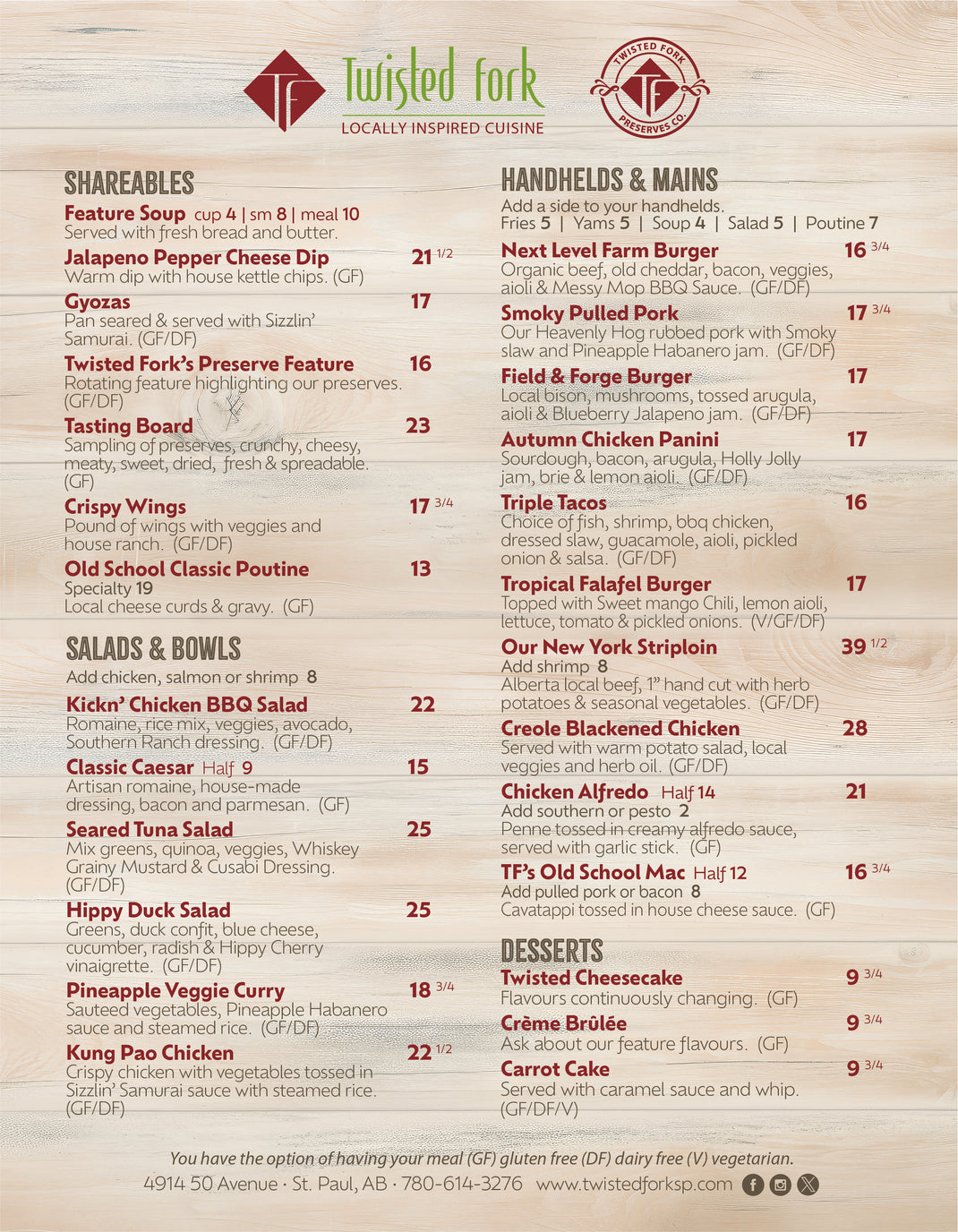 Twisted Fork Restaurant | View Our Menu | Locally Inspired Cuisine ...